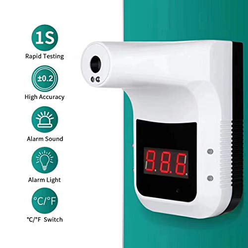 LETUSTO Wall-Mounted Infrared Forehead K3 Thermometer - Non-Contact Instant Reading Digital ...