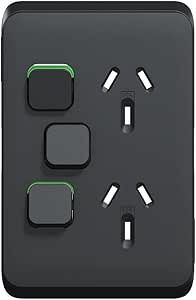 Clipsal Iconic 10A 250V Vertical Double Power Point Extra Switch Skin ...
