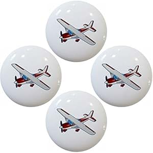 Red Airplane Aviation Ceramic Cabinet Drawer Pulls Knobs (Set of 4 ...