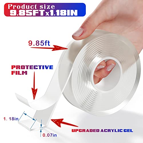 Heavy Duty Double Sided Tapes,Reusable Traceless Strong Sticky Tape Strips,Multipurpose ...