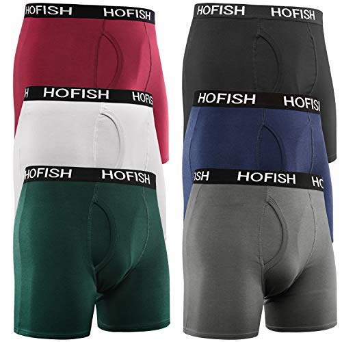 HOFISH US Men’s Seamless Comfort Soft Cotton Boxer Brief (Pack of 6 ...