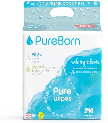 PureBorn Organic/Natural Cotton Pure Baby Wet Wipes with Chamomile ...
