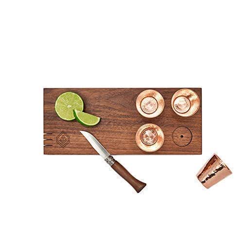 Amazon.com: Solid Walnut Shot Board with Hand-Forged Copper Sertodo ...