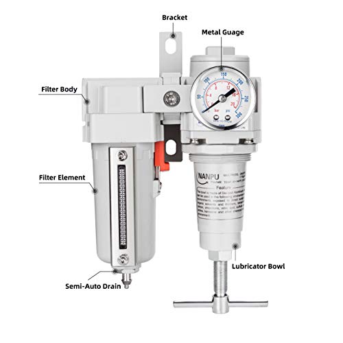 Air Regulator With Gauge Port Size 1/2" NPT High Pressure Big Flowrate ...