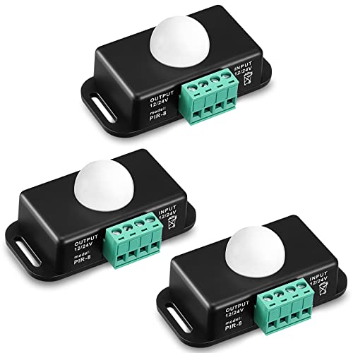 3 Packs 12 V 24 V PIR Sensor Adjustable LED c Black Infrared Motion ...
