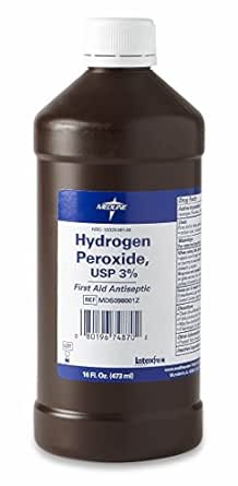 Amazon.com: Medline MDS098001Z 3% U.S.P Hydrogen Peroxide, 16 oz Bottle ...