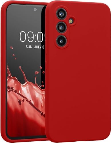 Soft Liquid Silicon Case Camera Protection with Microfiber Lining For Samsung Galaxy A54 5G (Red ...