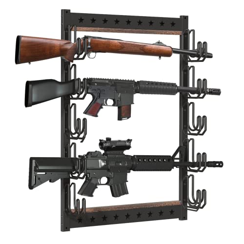 VIEWAY Wall Mount Gun Rack, 5 Rifle Shotgun Gun Bow Horizontal Hanger ...