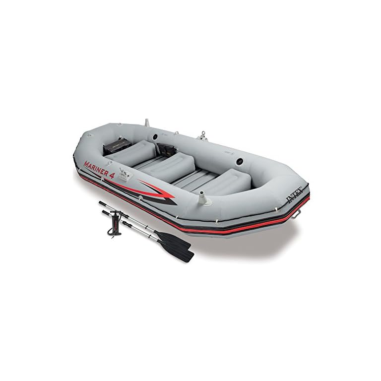 Intex Mariner 4, 4-Person Inflatable Boat Set with Aluminum Oars and ...