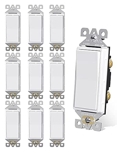 AIDA Single Pole Rocker Decorator Light Switch, 15 Amp Self-grounding ...