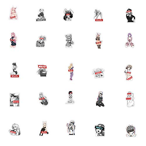 50 Pcs Waifu Stickers Anime Sexy Girl for Car Laptop PVC Backpack Water ...