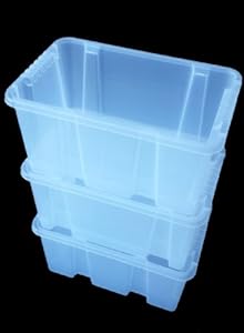 PACK OF 10 STACKABLE STORAGE BOXES WITHOUT LIDS / PLASTIC / CLEAR ...