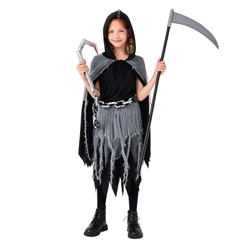 MISS FANTASY Grim Reaper Costume Kids, Girl Grim Reaper Costume with ...