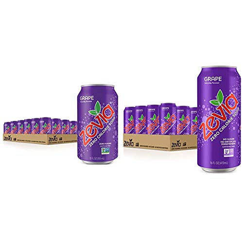 Zevia Zero Calorie Soda, Grape, Naturally Sweetened Soda, (24) 12 Ounce ...