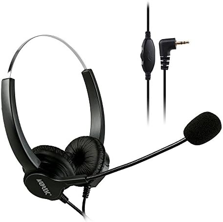 AGPtEK 2.5mm Dual Ear Call Center Telephone Headphone, 6FT Noise ...