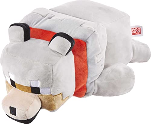 Mattel Minecraft Plush Wolf 12-Inch Stuffed Animal Figure, Floppy Soft ...