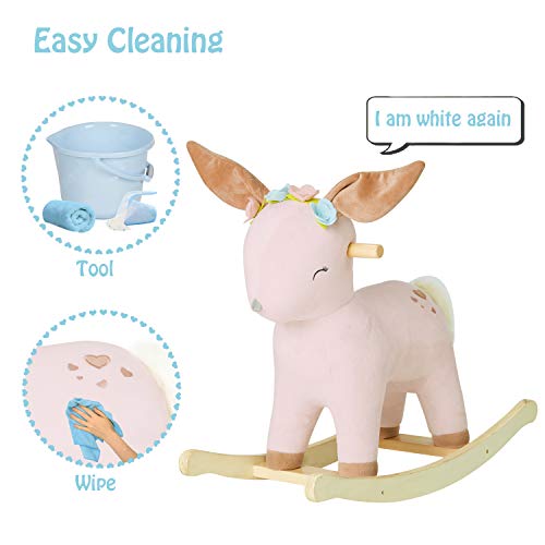 labebe Child Rocking Horse Toy, Stuffed Animal Rocker Toy, Wooden ...