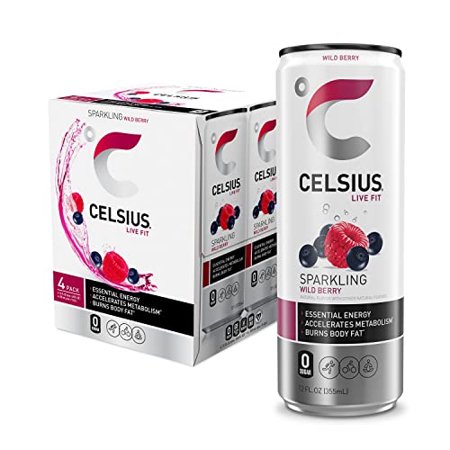CELSIUS Sparkling Wild Berry Energy Drink, 12 Fl Oz Cans, 4 Pack in ...