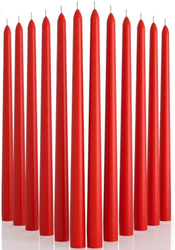 SIHIIYA LIFE Set of 12 Red Taper Candlesticks | 10 Inch (25cm) Tall Red ...