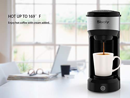 Upgrade Mini Single Serve Coffee Maker for K Cup Pods and Ground Coffee by Sboly, 90s Quick ...