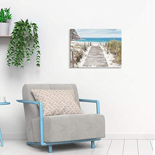 Beach Path Canvas Wall Art: Seascape Picture Shore Painting Coastal ...