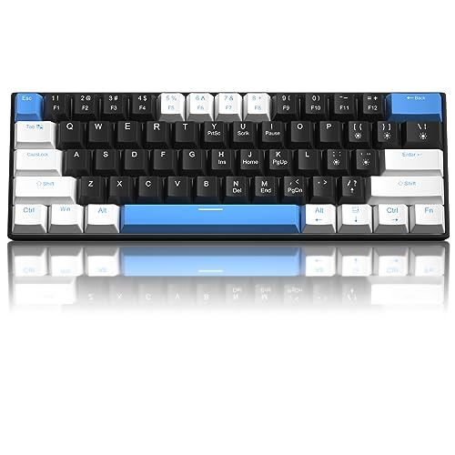 60% Mechanical Gaming Keyboard,White Black Blue Keycaps Gaming Keyboard ...
