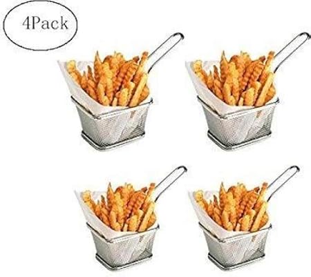Set of 4 Stainless Steel Mini French Fries Basket Kitchen Tool Fry ...