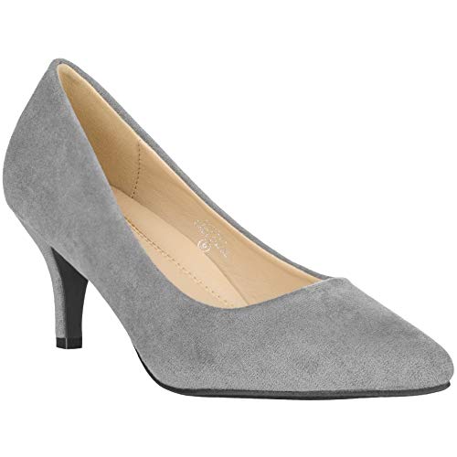 ILLUDE Classic Pointed Toe Pumps – Comfortable Low Stiletto Heel Pump ...
