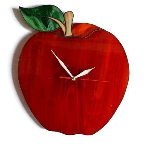 Amazon.com: Large Red Apple Wall Clock for Kitchen Battery Operated 14 ...