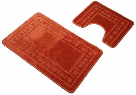 Terracotta Armoni Bath Mat Bathroom 2 Piece Bath & Pedestal Mat Set Non ...