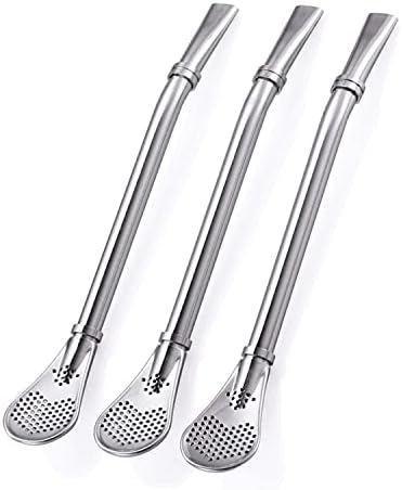 AMERTEER 3 Pack Straw Spoon Stirring Spoons Drinking Straws with ...