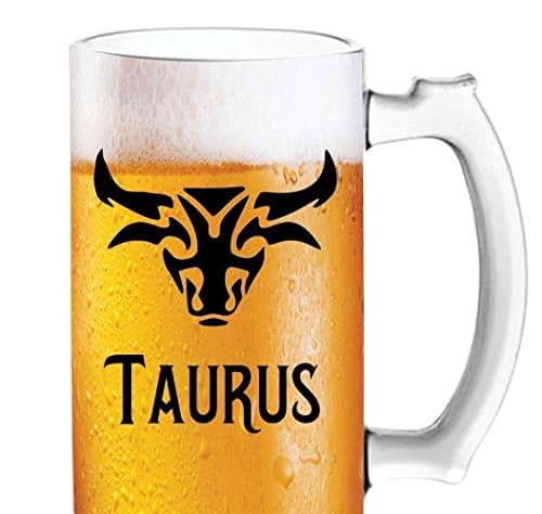Amazon.com: 25 Oz Beer Glass Featuring the Taurus Zodiac Symbol: Handmade