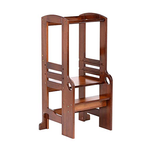 UNICOO- Bamboo Height Adjustable Kids Learning Stool, Kids Kitchen Step ...