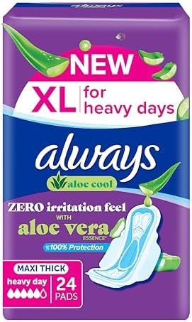 Procter & Gamble Always Aloe Cool Pads for Heavy Days, 24 XL Maxi Thick ...