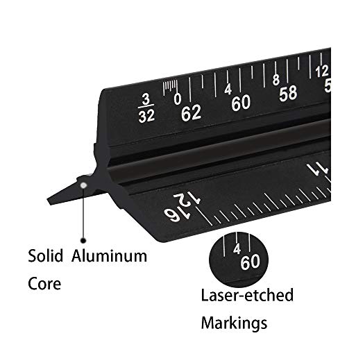 Accessbuy Architectural Scale Ruler, 12 Inch Solid Aluminum Architect ...