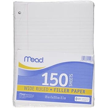 Mead Loose Leaf Paper, Filler Paper, Wide Ruled, 200 Sheets, 10-1/2" x ...