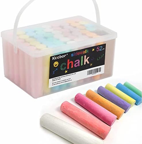 Sidewalk Chalk Set, Keebor 52 Pcs 8 Colors Jumbo Chalks Bulk with ...