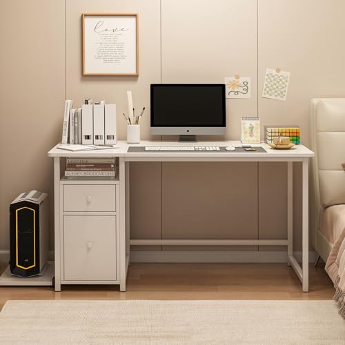 Study Desk with Drawer and Cabinet, 120 * 50cm Computer Desk with Host ...