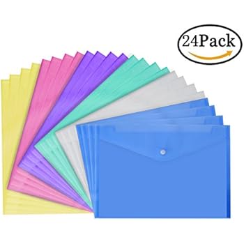 Amazon.com : Plastic Envelopes Poly Envelopes - 24 Pack Poly Folders With Snap Button Closure ...