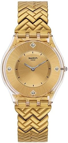 Swatch SFE106G Golden Street Analog Slim Dial Yellow Gold Steel ...