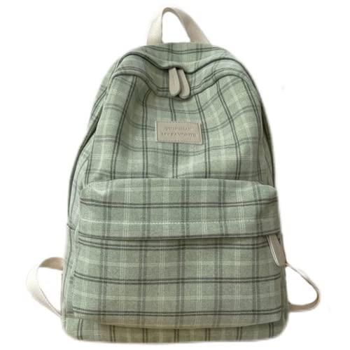 Aesthetic Backpack Kawaii Plaid Backpack Sage Green Backpack for Girls ...
