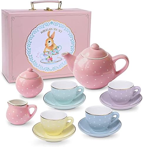 Jewelkeeper Tea Set for Little Girls 13 pcs Porcelain Tea Set for Kids ...