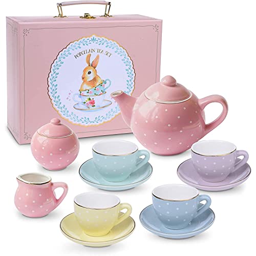 Jewelkeeper Tea Set for Little Girls 13 pcs Porcelain Tea Set for Kids ...