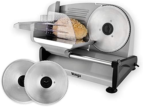 Venga! Electric Food Slicer, 1 Serrated Blade For Bread, 1 Smooth Blade ...