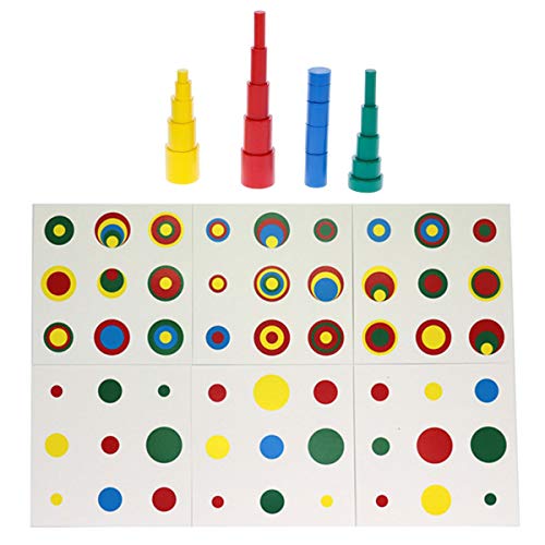 Montessori Color Cylinder with Cards Wooden Cylinder Ladder Block Mini ...