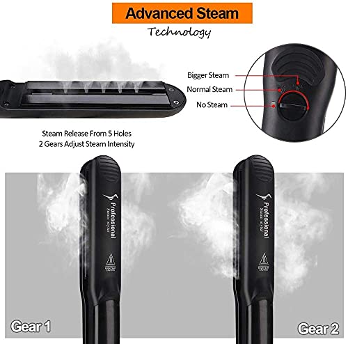 Steam Straighteners for Hair, Professional Salon Ceramic Tourmaline Steam Flat Iron Hair ...