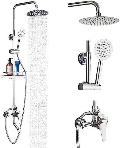 Occuwzz Bathroom Shower Set, Copper Round Shower Head Rainshower,Wall ...