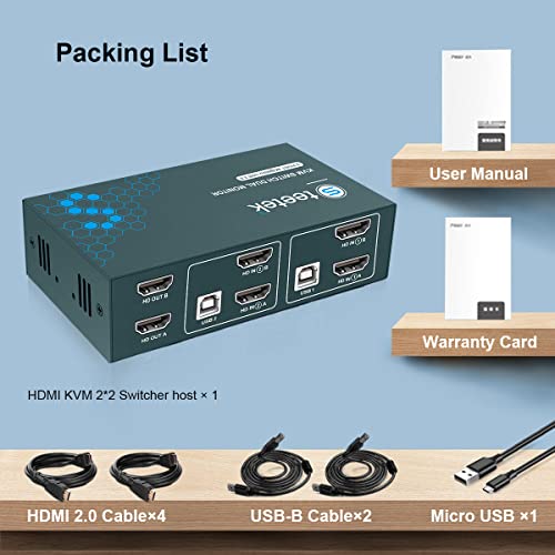 Kvm Switch Dual Monitor 2 Port 4k 60hz Yuv 4 4 4 2 Usb 2 0 Hdmi Kvm Extended Display 2 Pcs