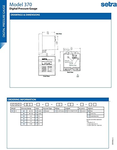 Setra Systems Model 370 Barometric Pressure Transducer, 1/8" NPT Male ...