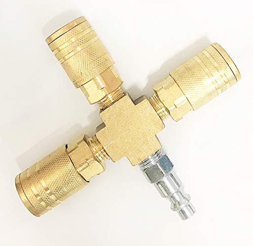 WennoW 3 Way Air Hose Manifold Quick Coupler Connector Brass Fitting ...